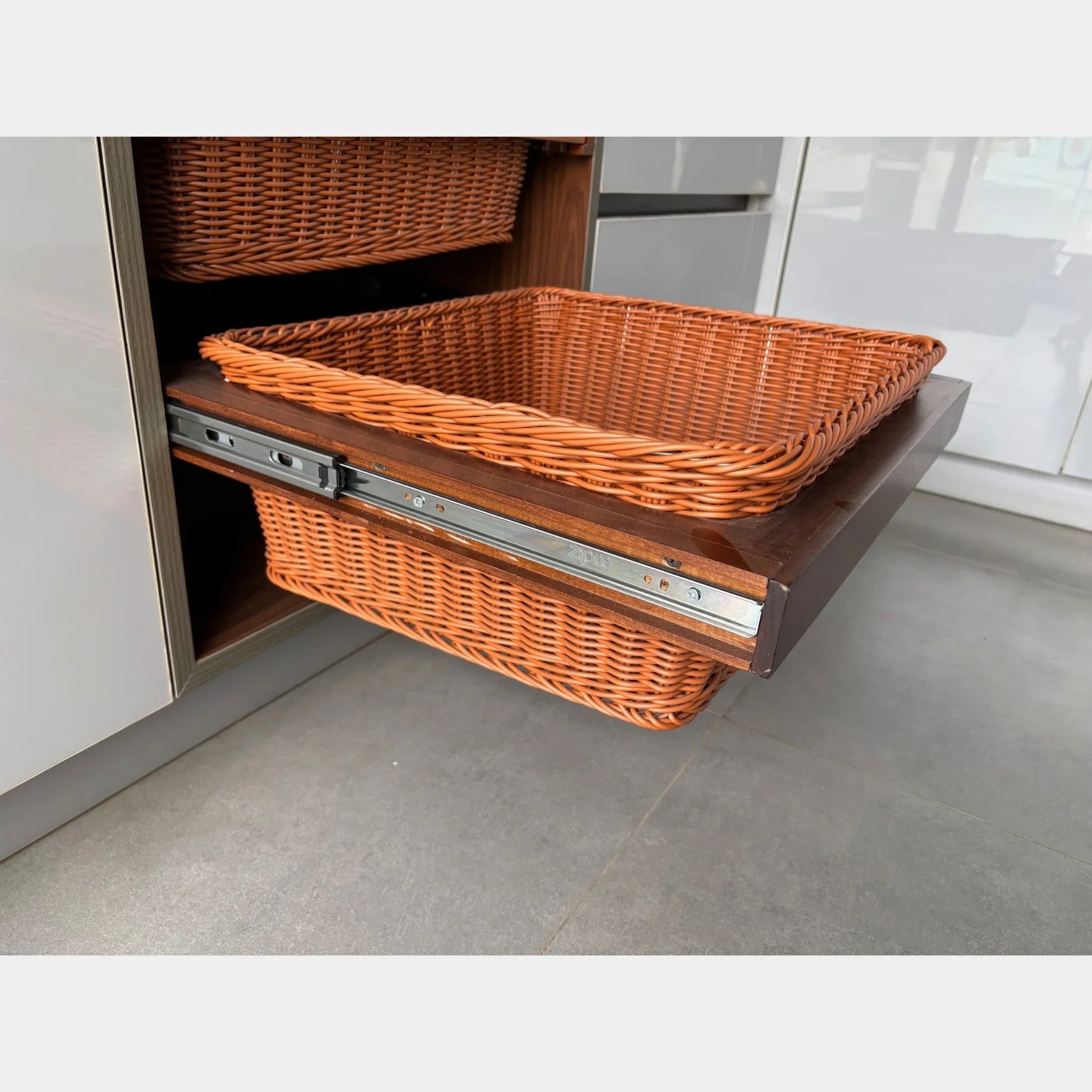 Ebco PVC Wicker Baskets - Soft Close with Wood Frame | Hardware Depot